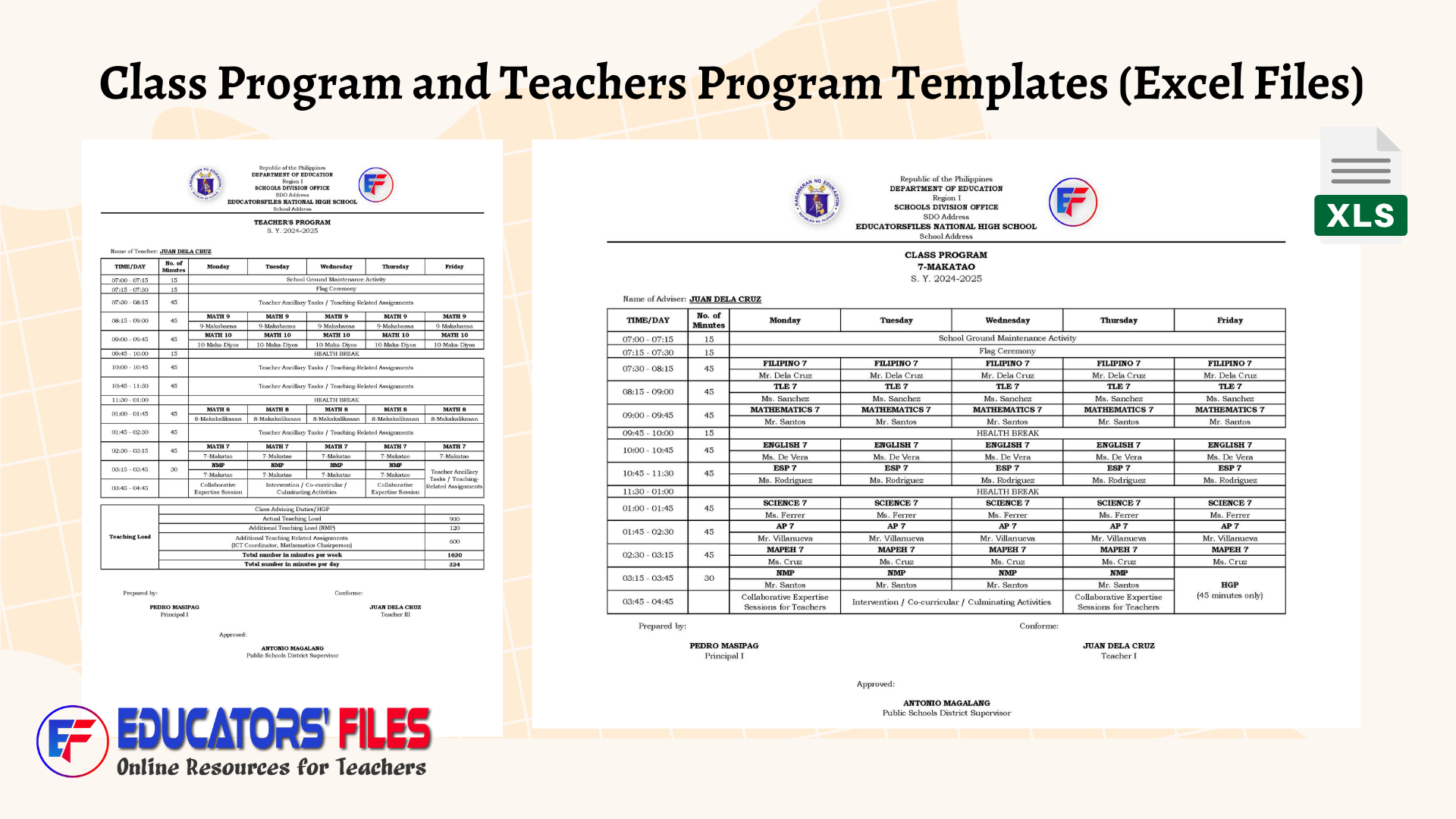 Class Program and Teachers Program Templates (Excel File) » Educators ...